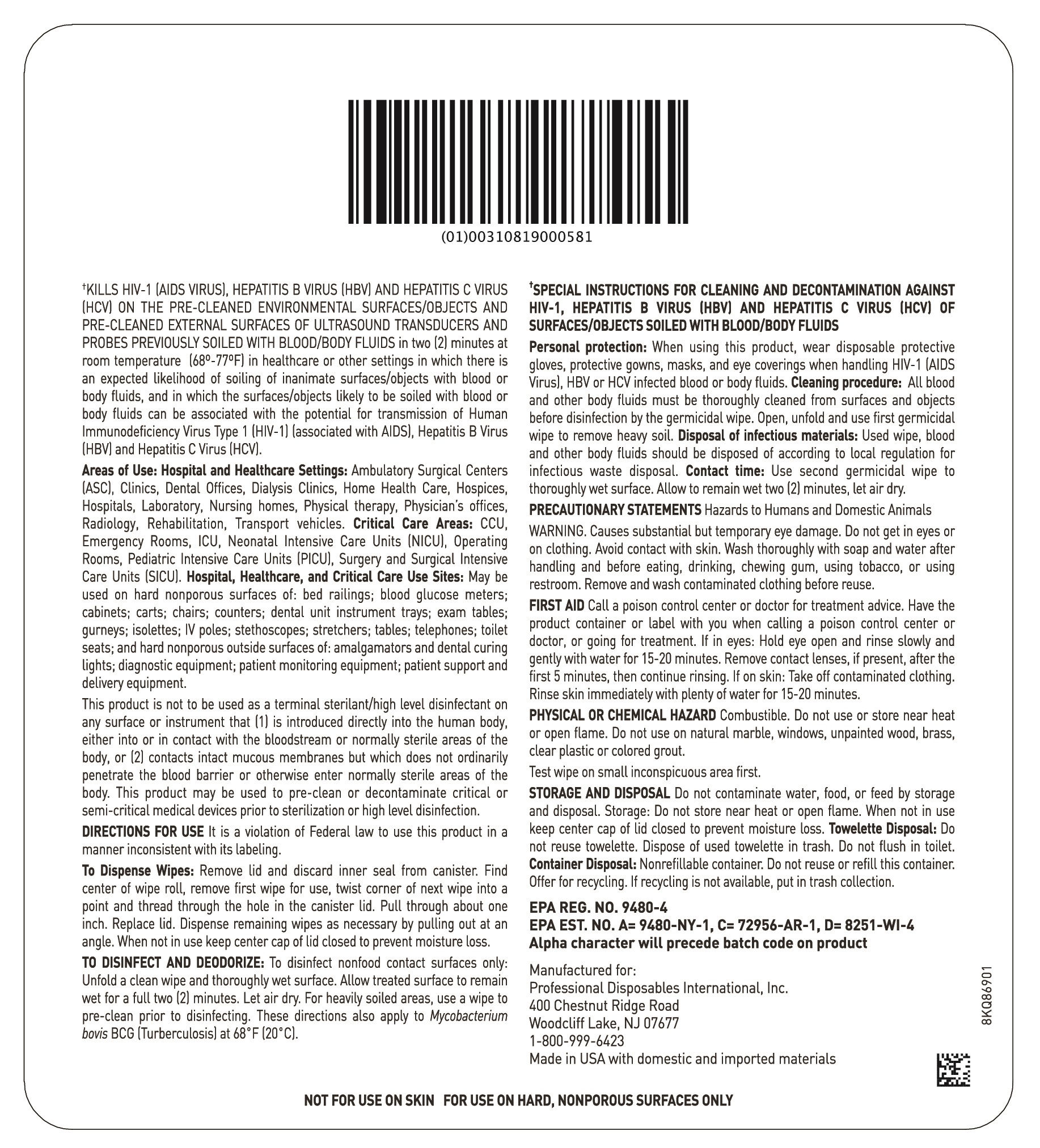 Super Sani-Cloth® Germicidal Disposable Wipe - PDI Healthcare