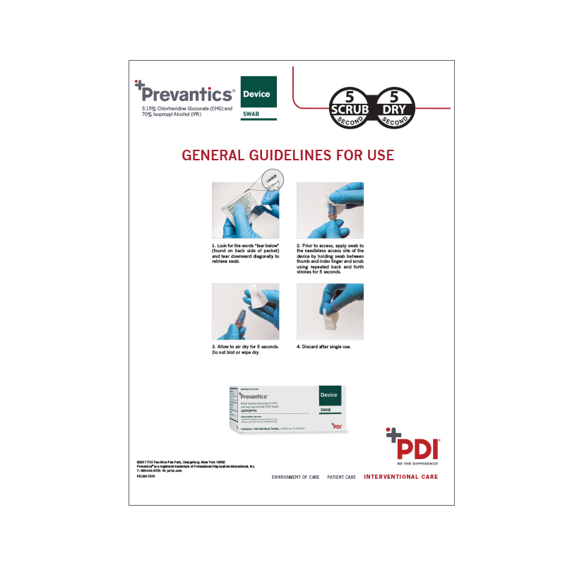 Prevantics® Device Swab Instructions For Use (IFU) Sign - PDI Healthcare