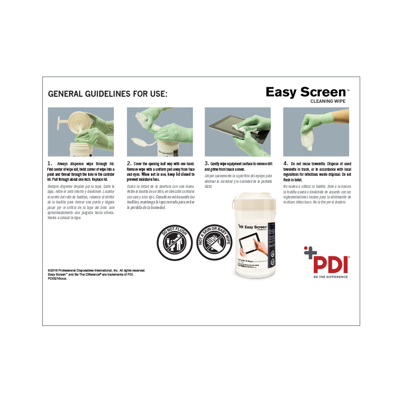 Easy Screen® Instructions For Use (IFU) Sign - PDI Healthcare