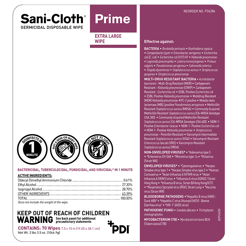 Sani-Cloth® Prime Germicidal Disposable Wipe - PDI Healthcare