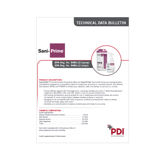 Sani-Prime® Technical Data Bulletin - PDI Healthcare