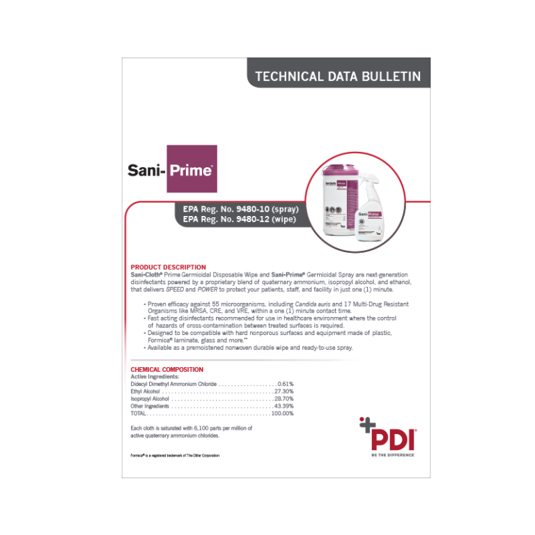 Sani-Prime® Technical Data Bulletin - PDI Healthcare