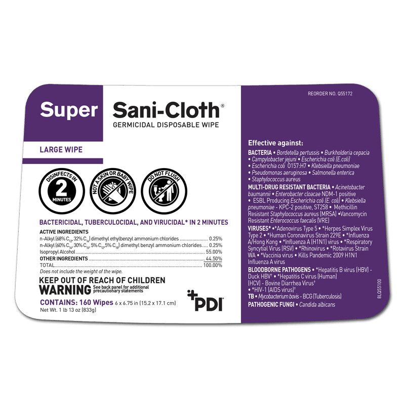 Super Sani-Cloth® Germicidal Disposable Wipe - PDI Healthcare