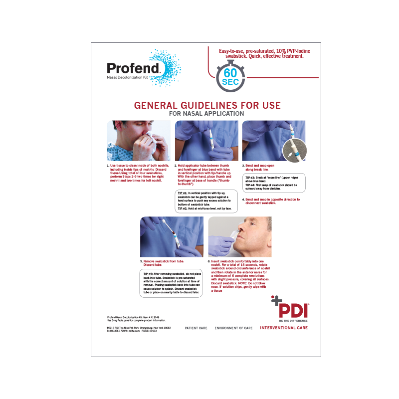 Profend® Nasal Decolonization Kit Instructions For Use (IFU) Sign - PDI ...