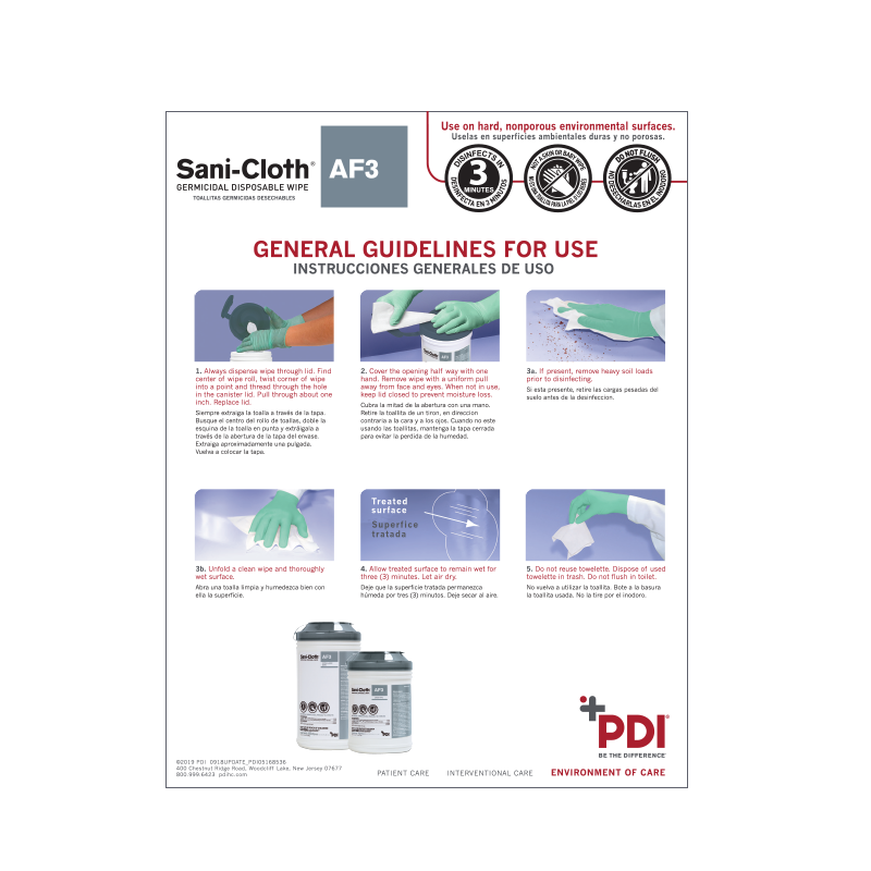 Sani-Cloth® AF3 Instructions For Use (IFU) Sign - PDI Healthcare