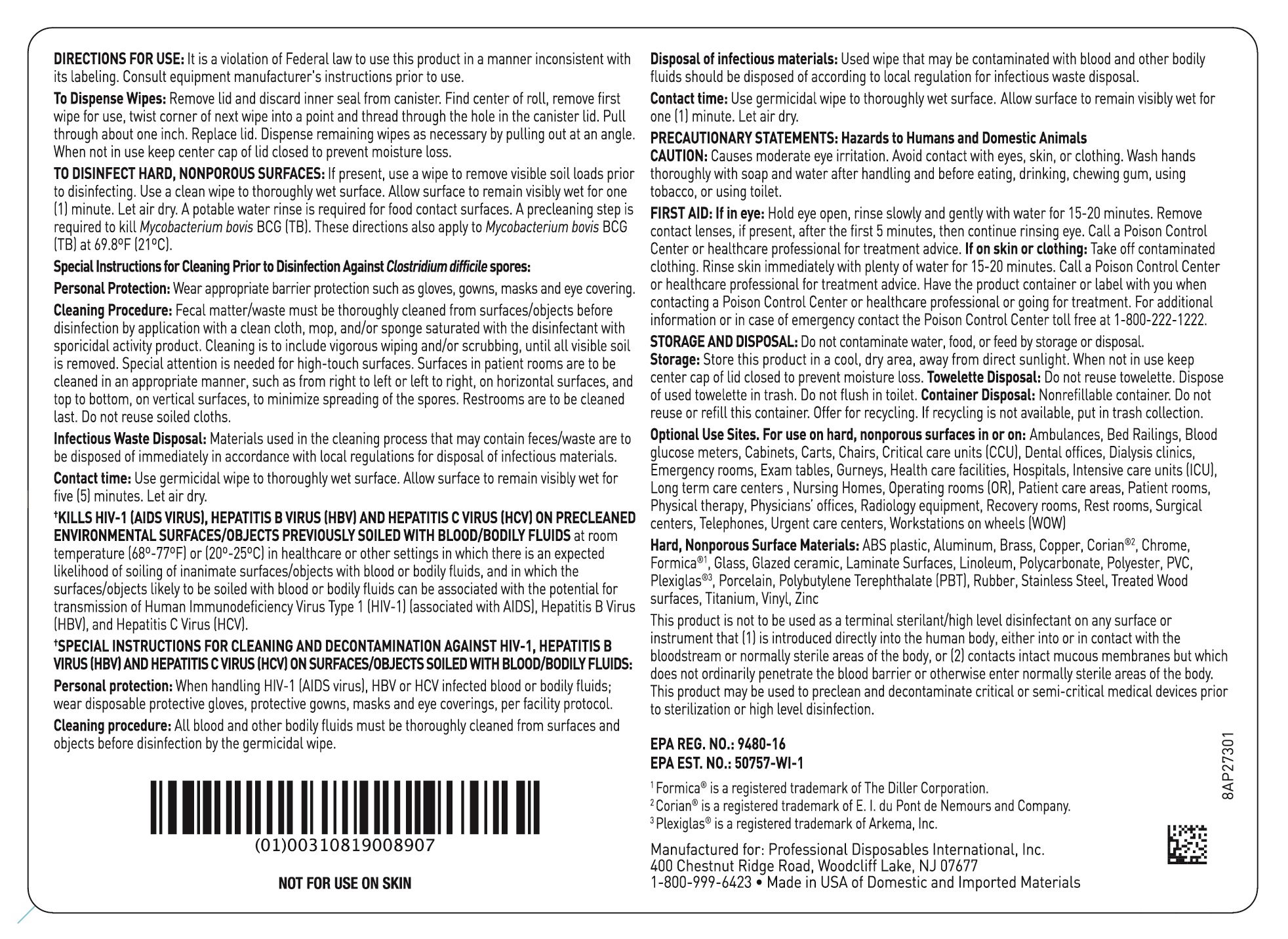 Sani-HyPerCide® Germicidal Disposable Wipe - PDI Healthcare