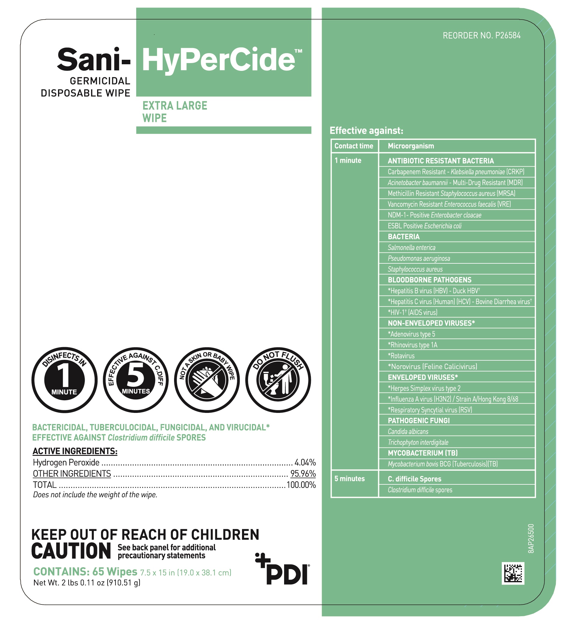 Sani-HyPerCide® Germicidal Disposable Wipe - PDI Healthcare